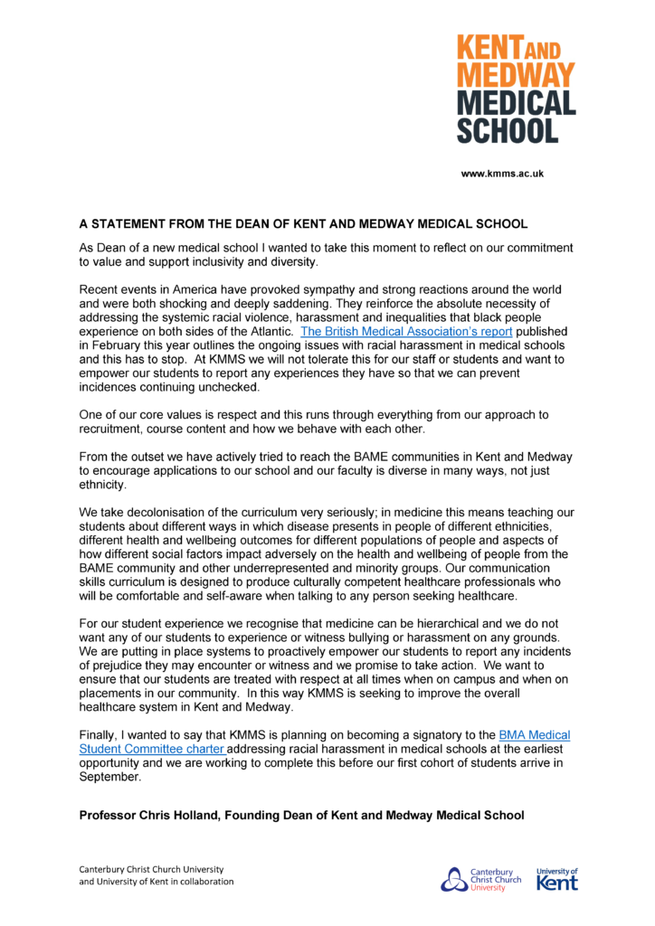 A statement from the Dean of KMMS on #BlackLivesMatter - Kent and ...